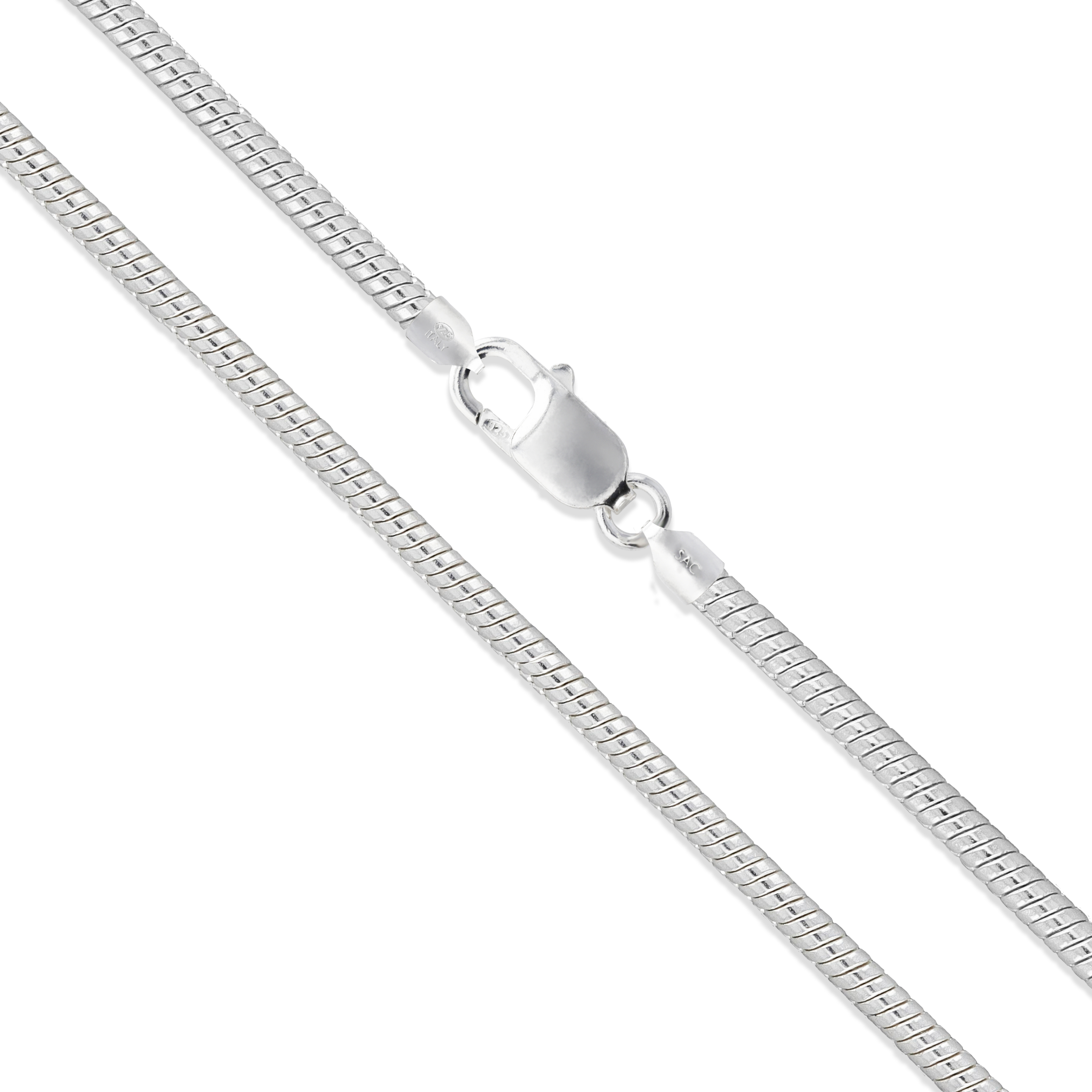 Sterling Silver Omega Necklace Round Snake Chain Pure 925 Italy New US ...