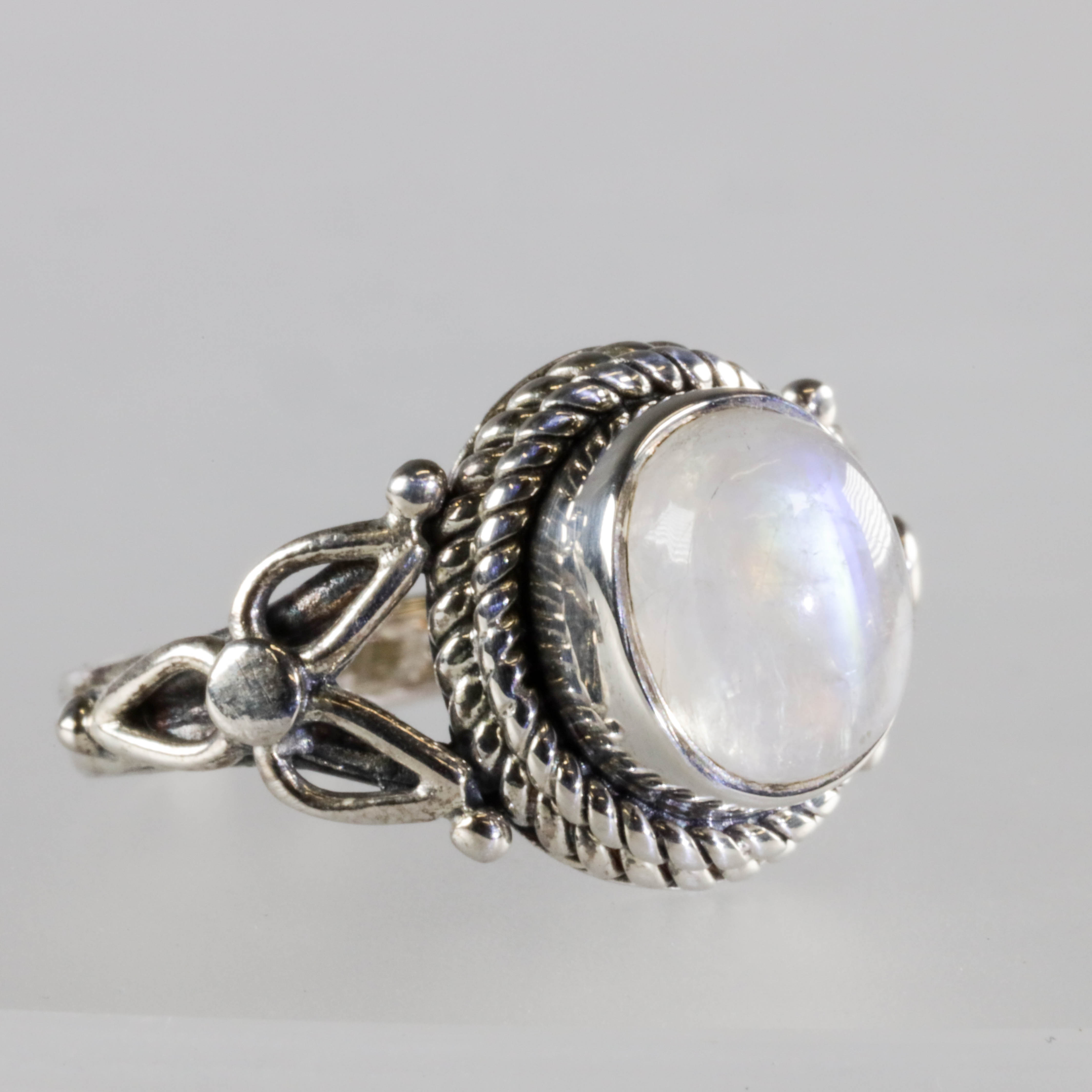 Sterling Silver Natural Gemstone Bali Rope Flower Halo Birthstone Ring ...